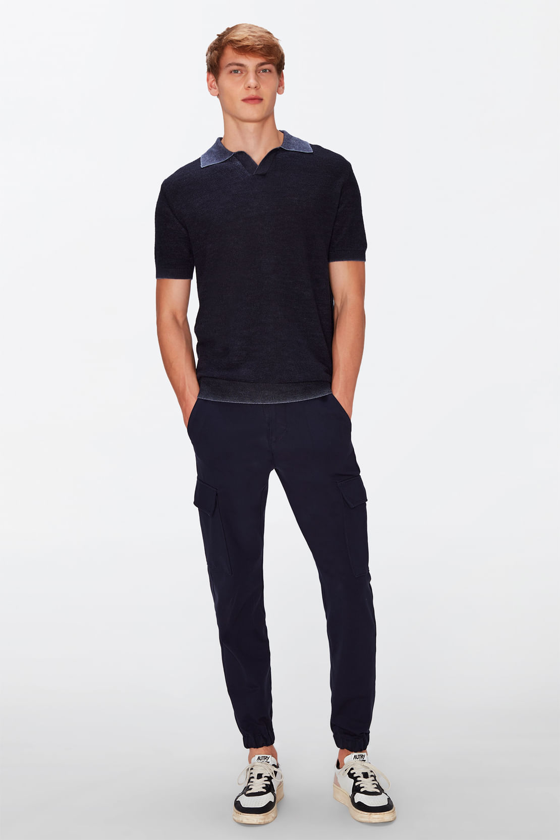 POLO TEXTURED MERINO NAVY